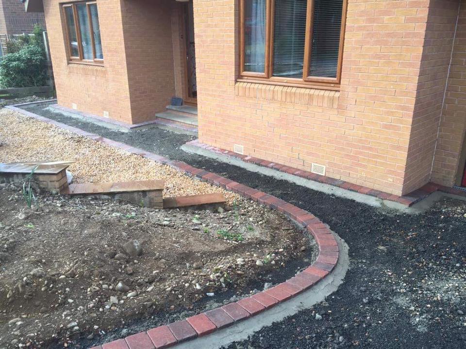 Tarmac Driveway, New Walls, ACO channel drain and Mono block Edging