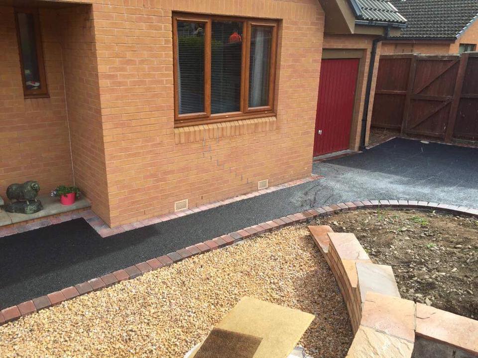 Tarmac Driveway, New Walls, ACO channel drain and Mono block Edging